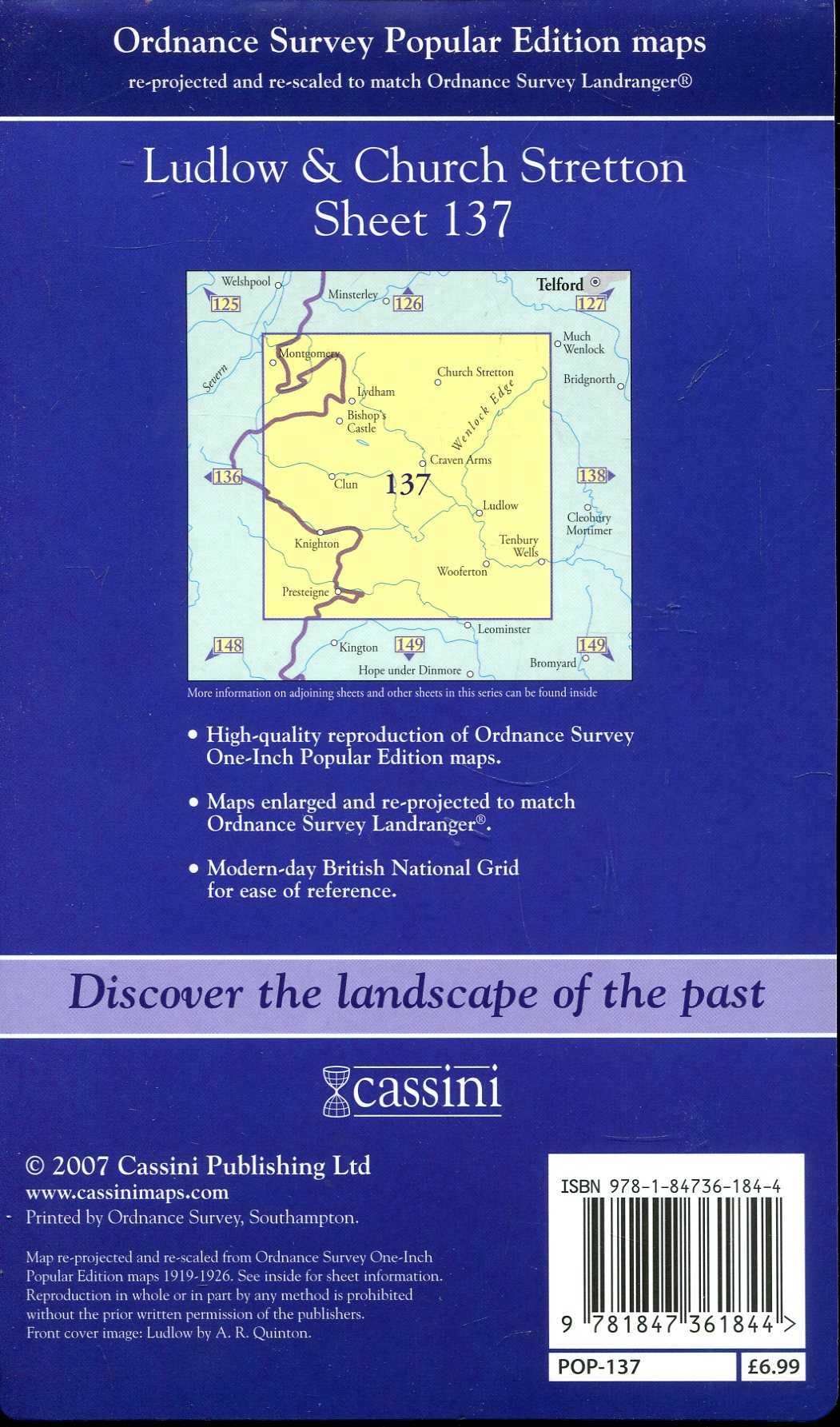 Cassini Historical Map : Popular Edition 1920-1921 No.137 : Ludlow ...