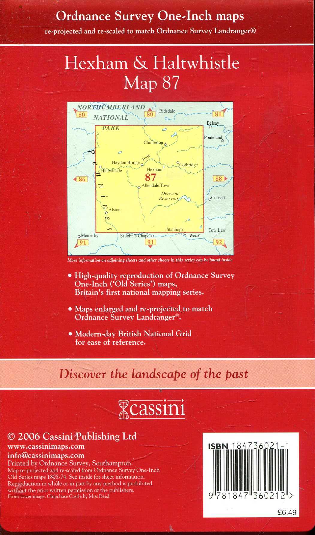 Cassini Historical Map : Old Series 1863-1869 No. 87 : Hexham ...