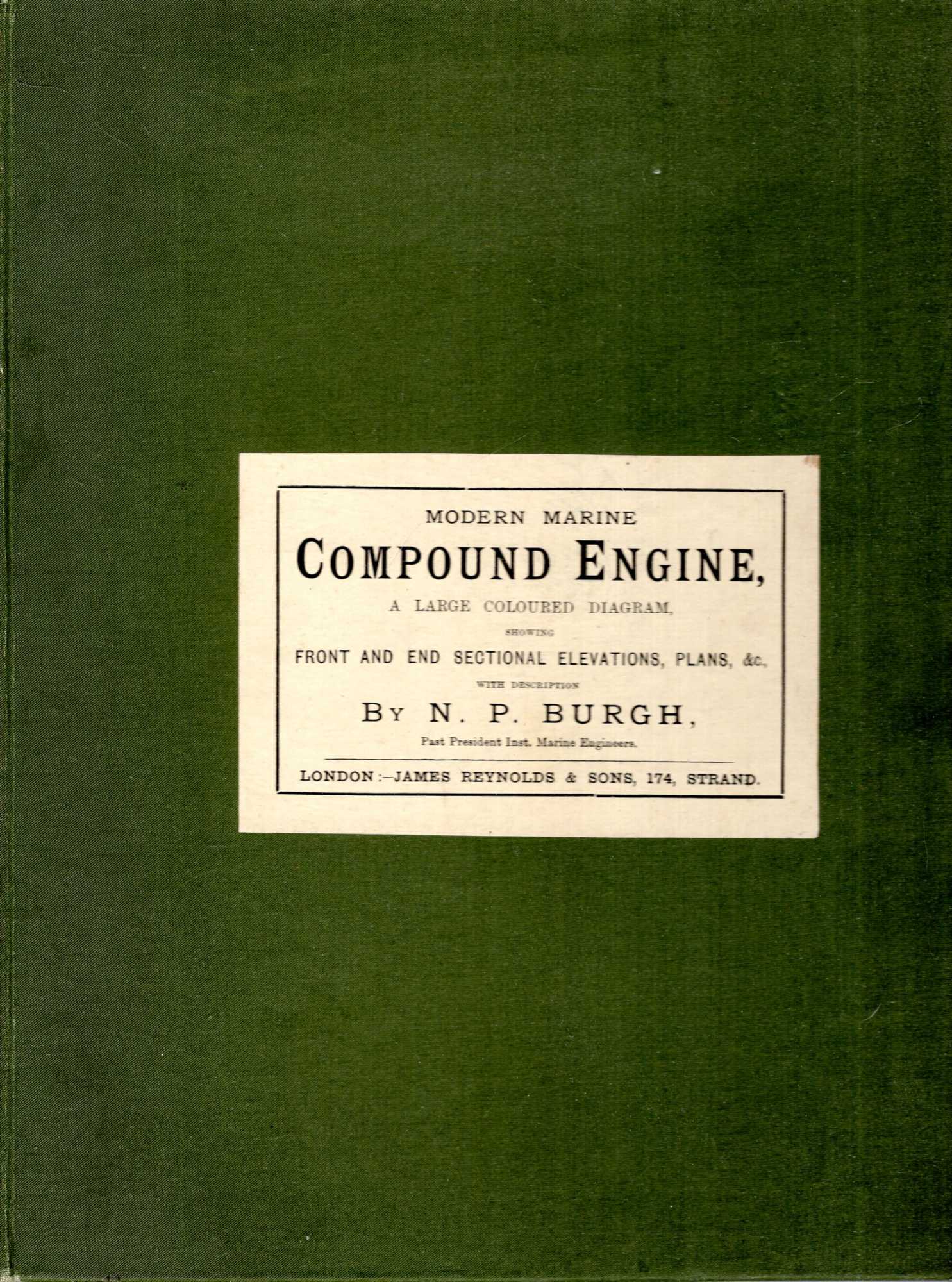 Modern Marine Compound Engine. A large coloured diagram, showing front ...